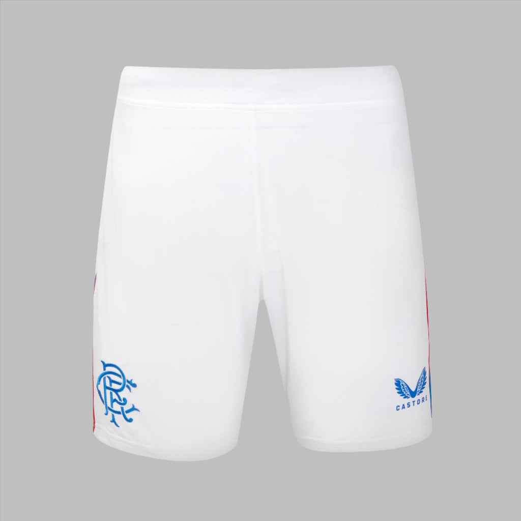 Rangers 24/25 Home Football Shorts Jnr White/Blue – Greaves Sports