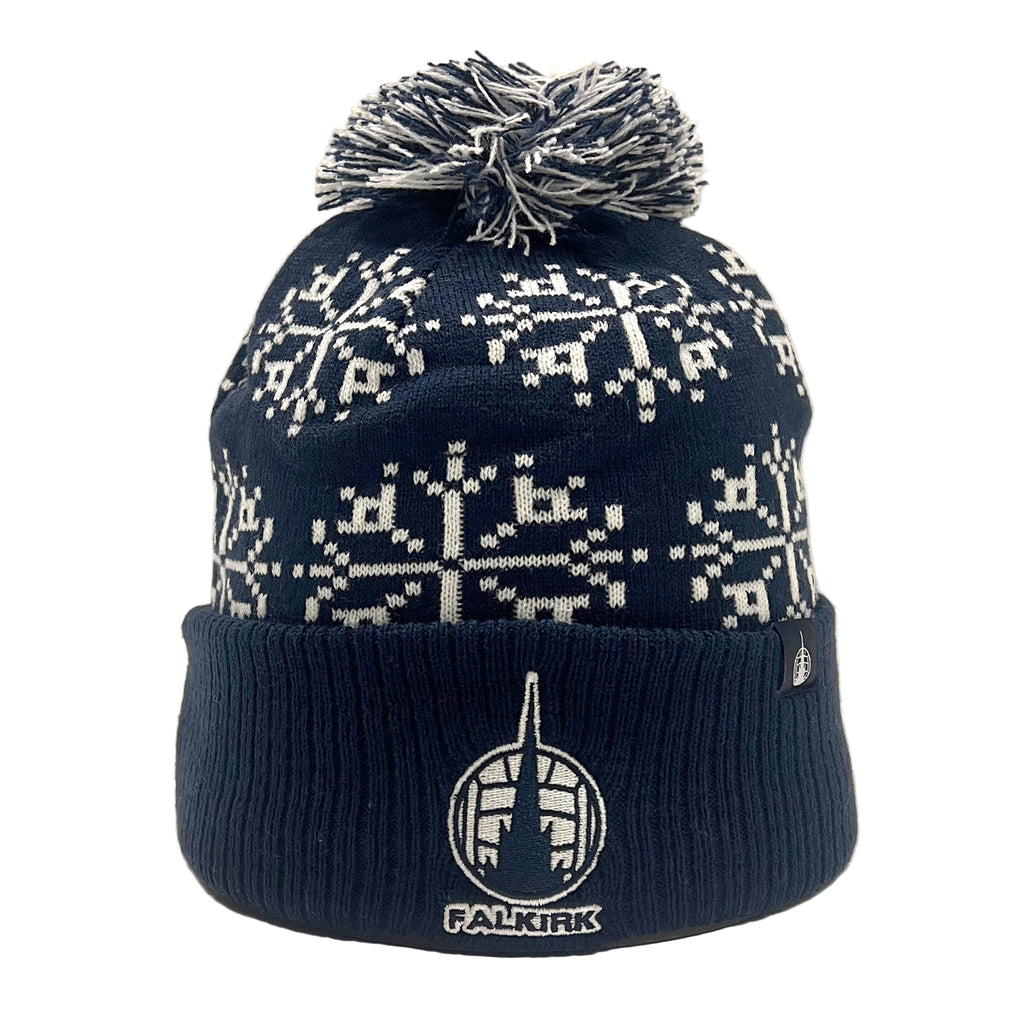 Falkirk FC Snowflake Bobble Hat Navy White | FFC – Greaves Sports