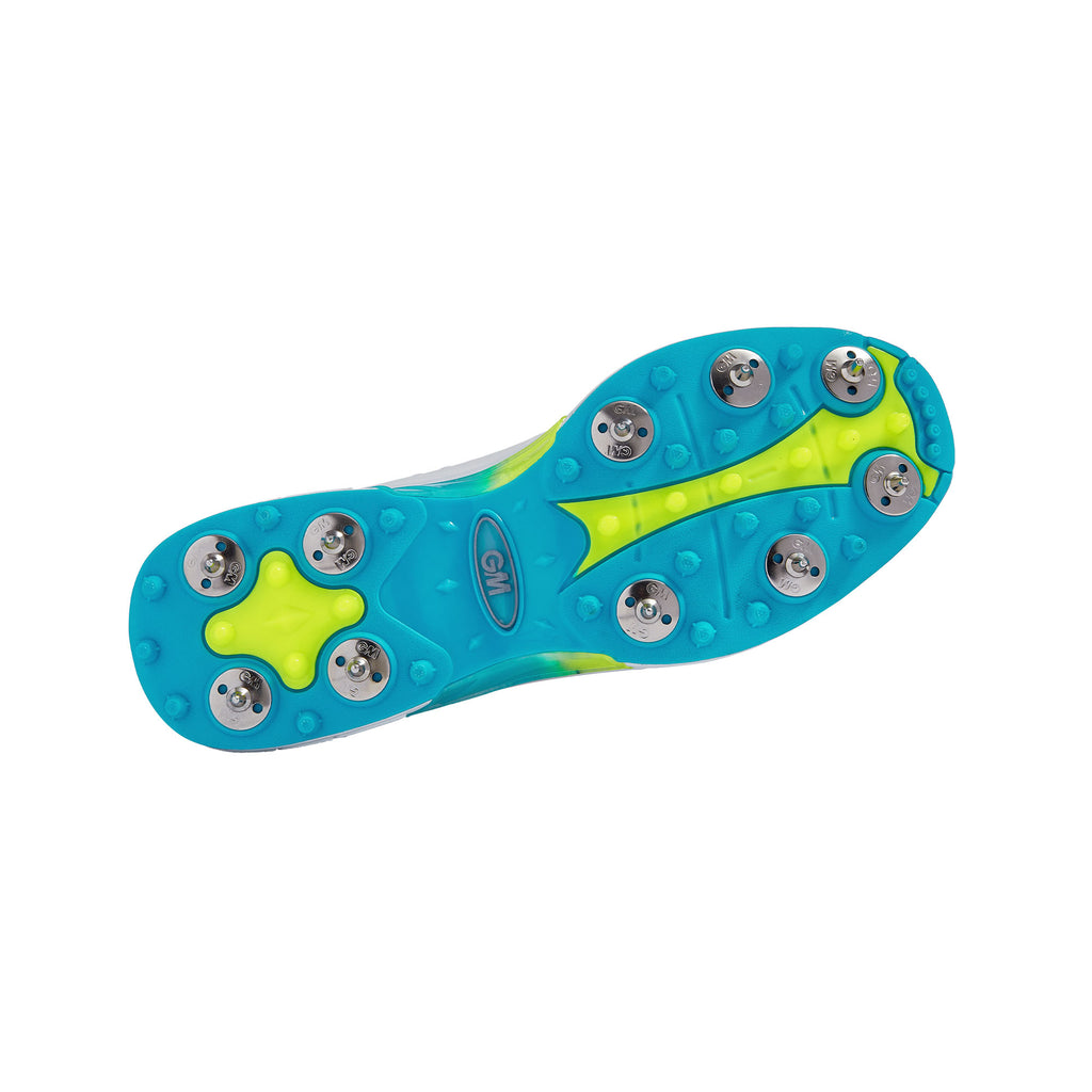 Gunn & Moore Aion Spike Junior Cricket Shoe White/Cyan/Fluoro – Greaves ...