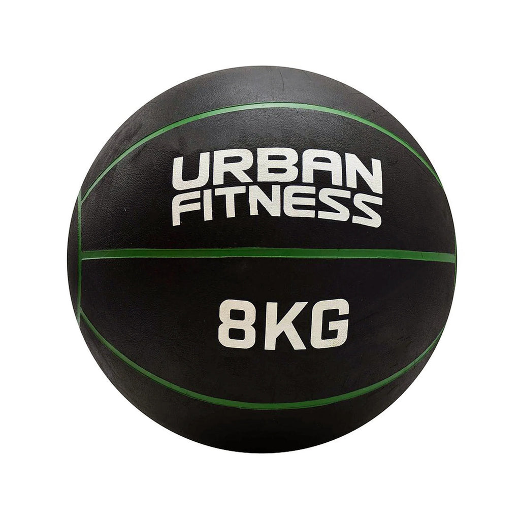 Urban Fitness Medicine Ball 8KG Black Green | Rubber – Greaves Sports