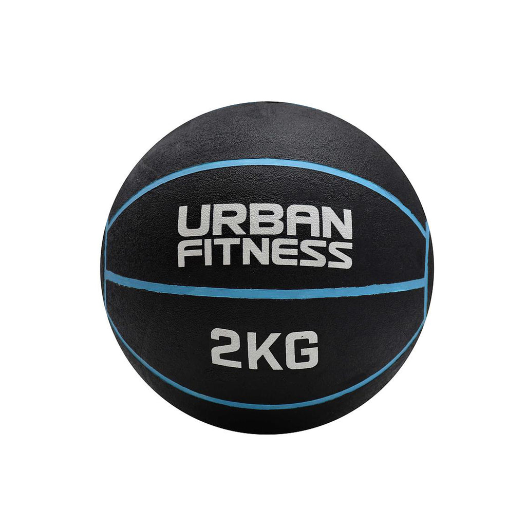 Urban Fitness Medicine Ball 2KG Black Blue | Rubber Ball – Greaves Sports